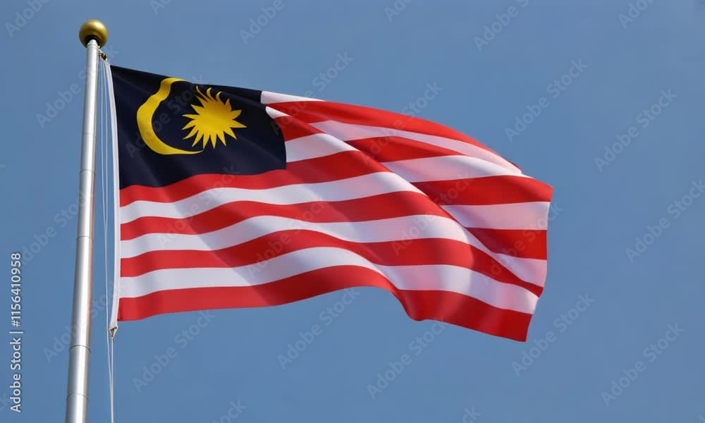 Symbol of Unity: The National Flag of Malaysia Stock 비디오 | Adobe Stock