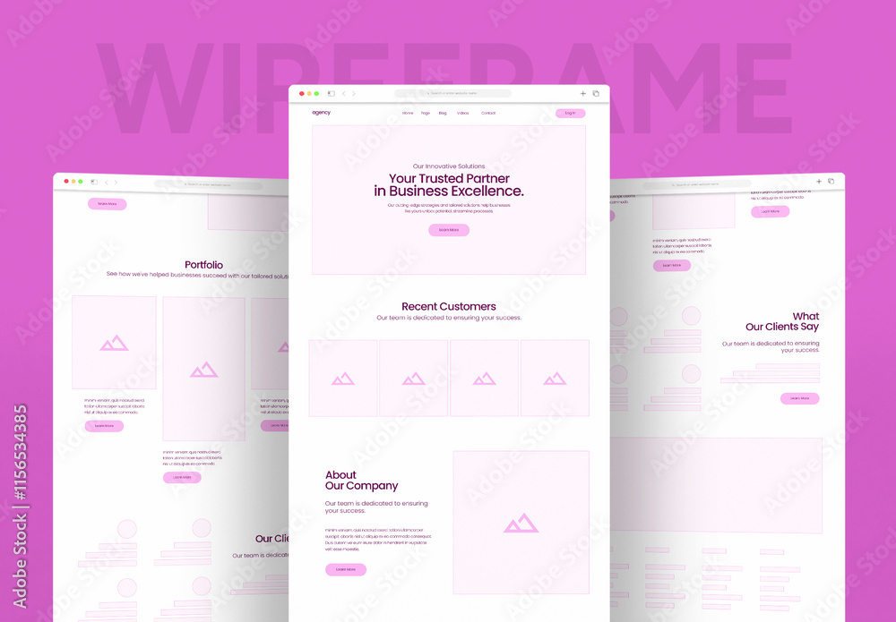 Wireframe Landing Page Design For Business Agency Stock Template ...