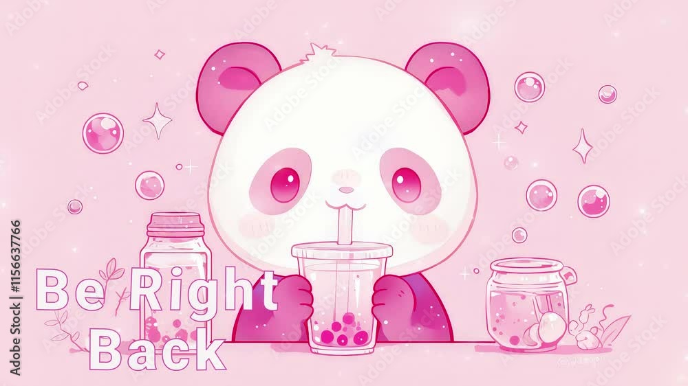 Adorable panda sipping on a refreshing drink in a cute setting. Be ...