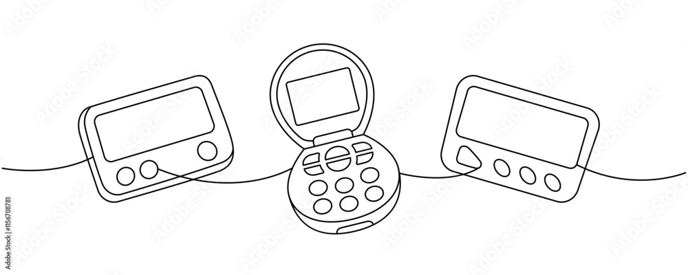 Old-fashioned communication technology one line continuous drawing ...