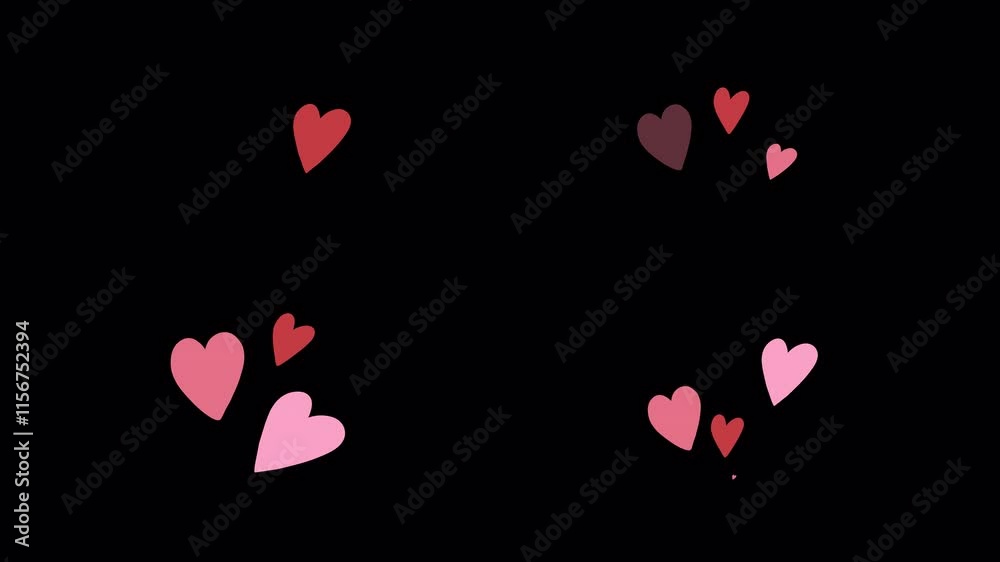 Floating small cute hearts, falling in love animated sticker icons ...