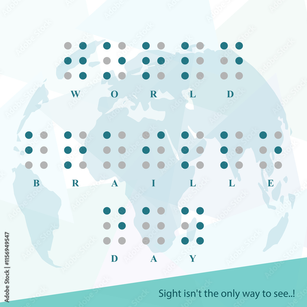 World Braille Day vector art highlights Braille letters spelling "World ...