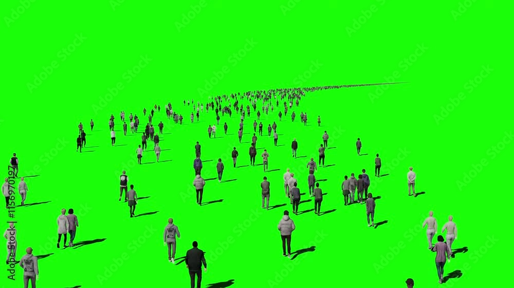 3D animation of a crowd of people walking down the street to visualize ...