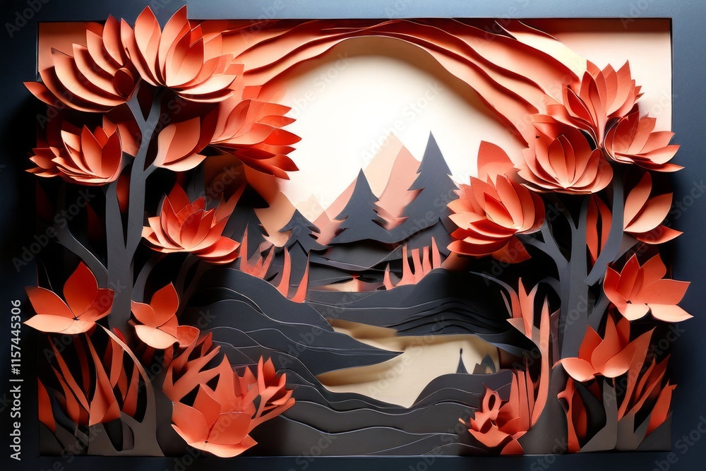 30 papercut mimics the look of layered paper cutouts creating de Stock ...