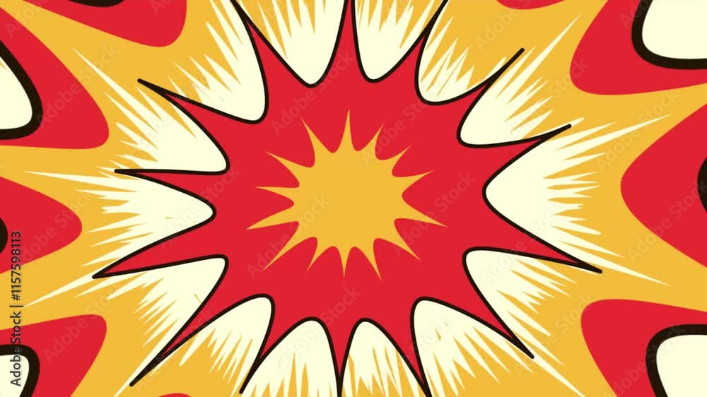 Cartoon Explosion comic Effect and Boom Loop animation. Yellow orange ...
