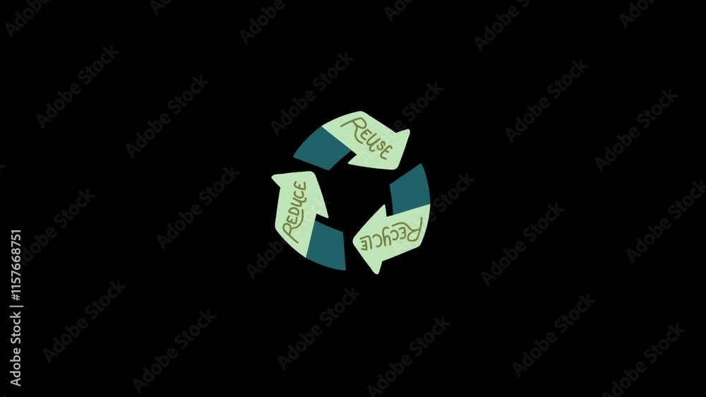 Recycle icon. Loopable animation with rotating arrows. Recycle icon on ...