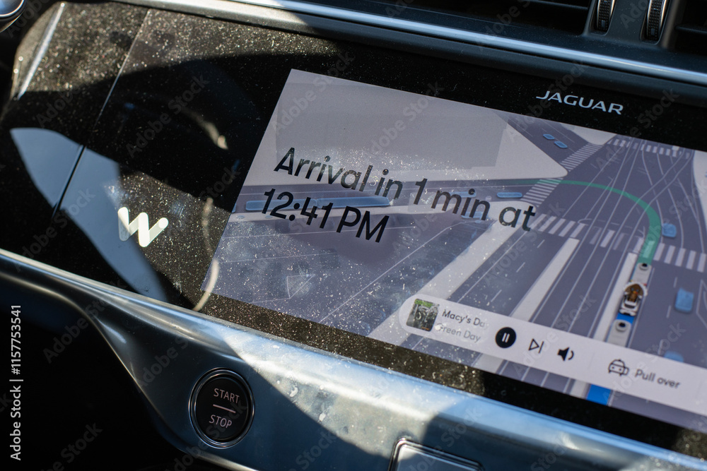 San Francisco, CA, USA - Nov 27, 2024: Closeup of the passenger screen ...