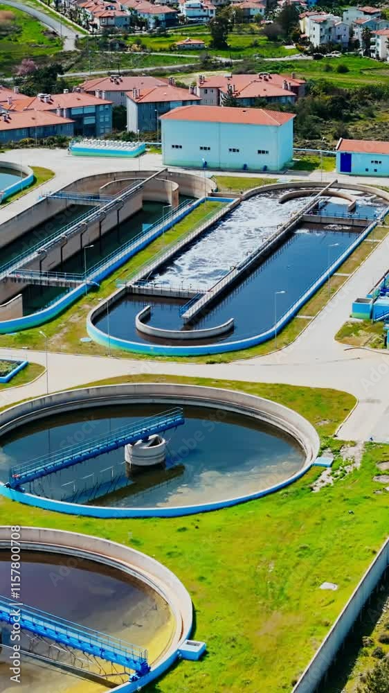 Sewage treatment plant, ponds for recycling dirty wastewater, recycle ...