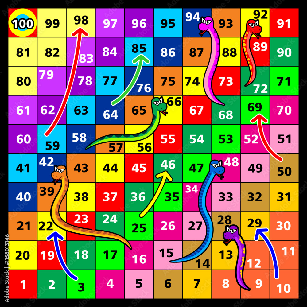 board game template snakes and ladders Stock Vector | Adobe Stock