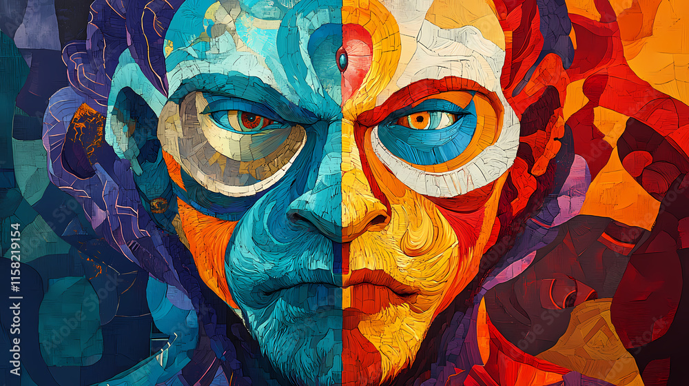 Chimera: a duality of forms. a surreal depiction of a chimera man ...