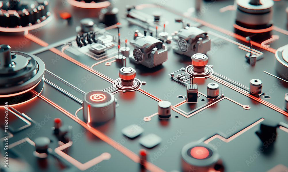 Innovative engineering circuit design technology lab close-up visuals ...