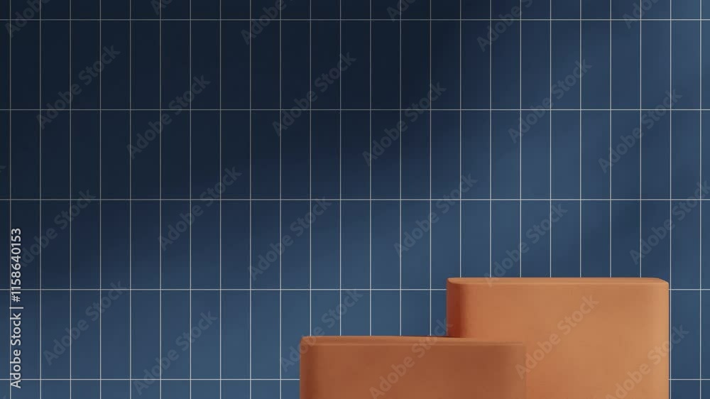 looping seamless shadow animation with blue tiled wall, 3d render ...