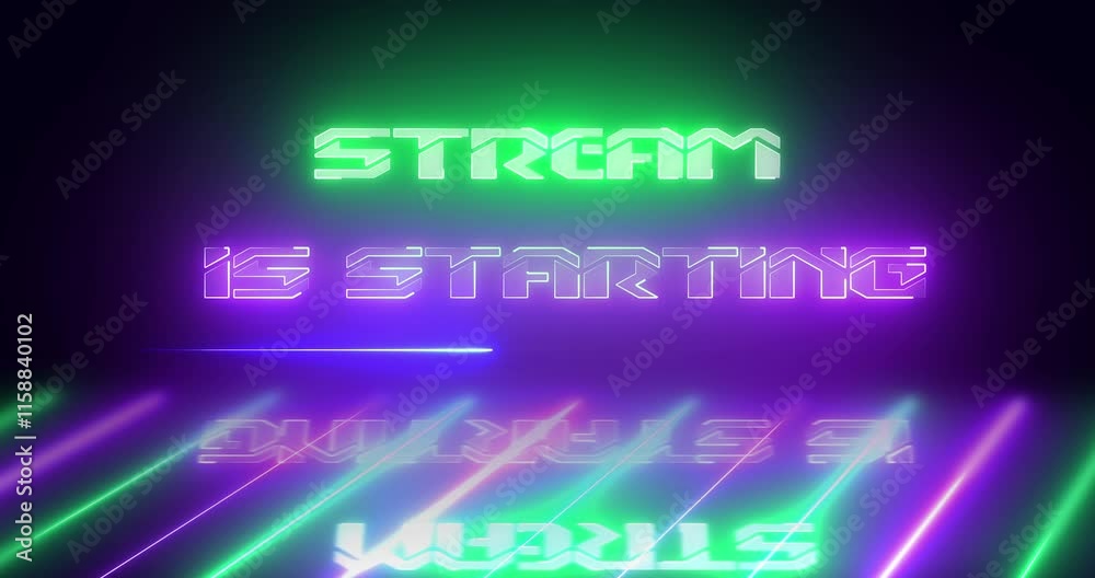 Stream starting soon motion graphic loop 4K. Neon stream starting gamer ...