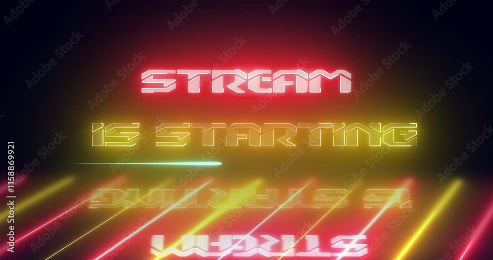 Stream starting soon motion graphic loop 4K. Neon stream starting gamer ...