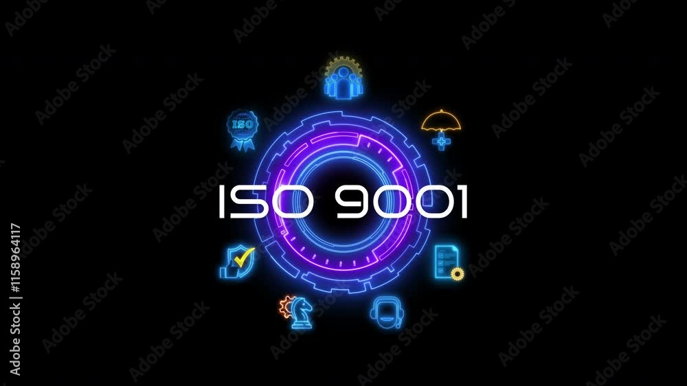 ISO 9001 icons. International Organization for Standardization sign and ...