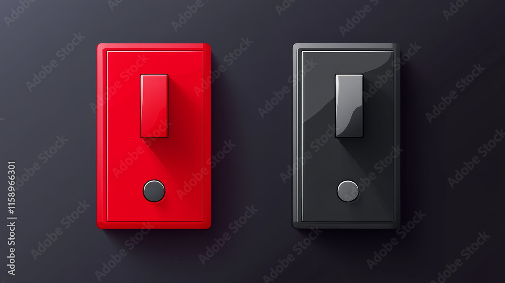 ภาพประกอบสต็อก Switches for light. On and off wall switcher and socket ...