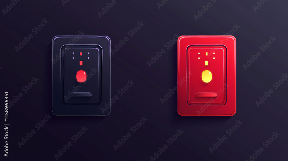 Switches for light. On and off wall switcher and socket. Lineart toggle ...