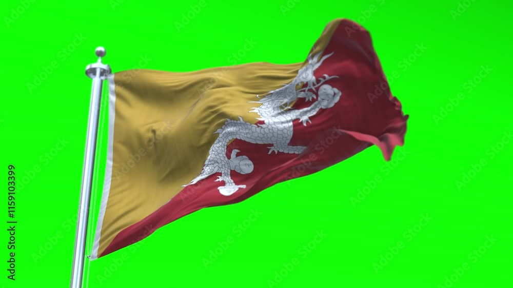 National Flag of Bhutan Animation - Bhutan Flag Waving in Loop and ...