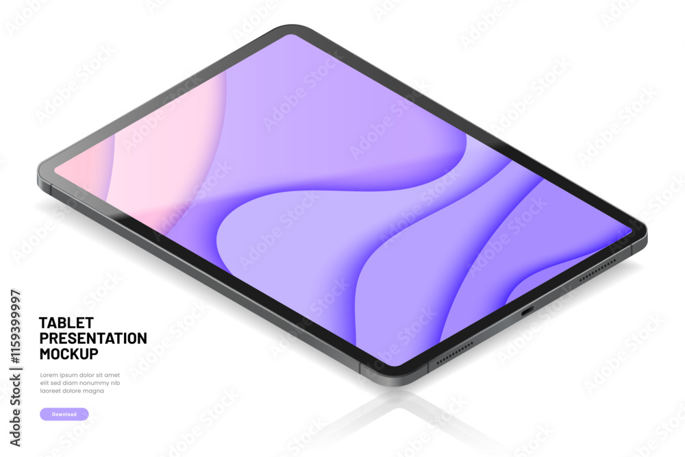 3D Tablet frame less blank screen. Empty screen device tablet mockup ...