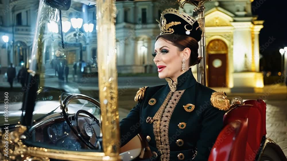 Cinematic anamorphic 4K render of luxurious Victorian evening scene ...