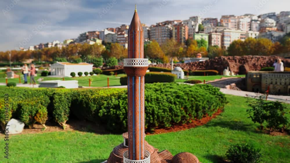 Miniature model of the İnce Minareli Medrese, in Miniaturk Park ...