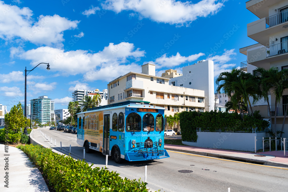Miami, Florida, USA - November 16, 2024: Travel destination. Collins ...