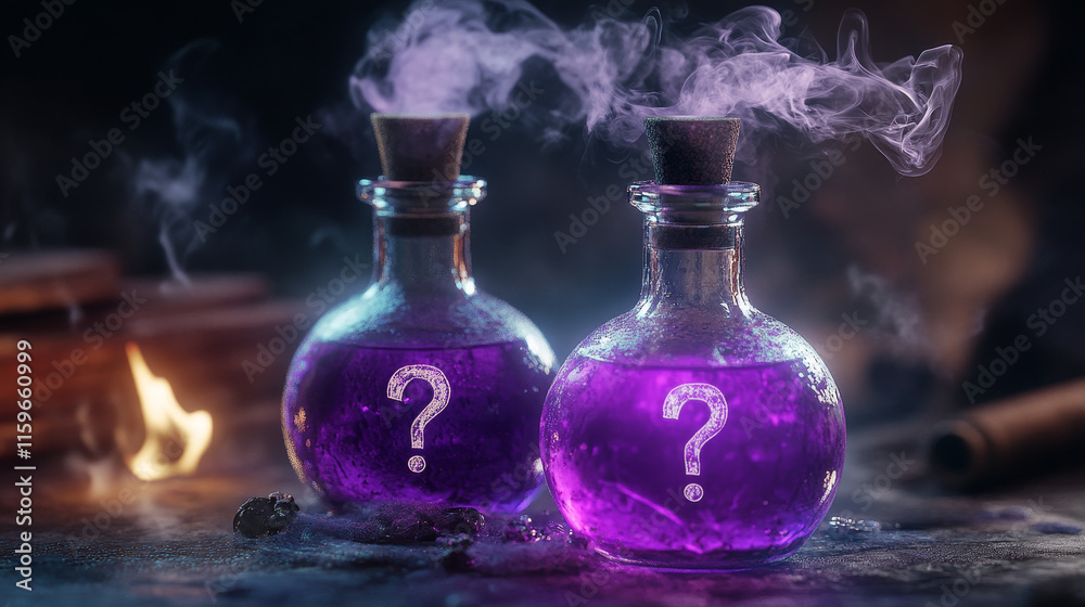 Potion bottle with puff cloud animation set isolated on background ...