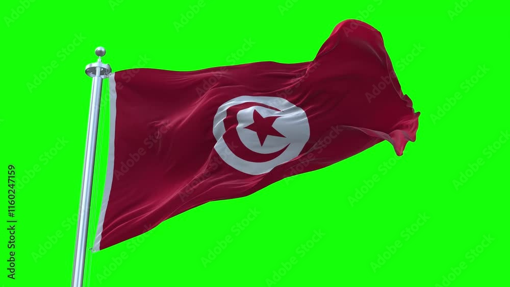 National Flag of Tunisia Animation - Tunisia Flag Waving in Loop and ...