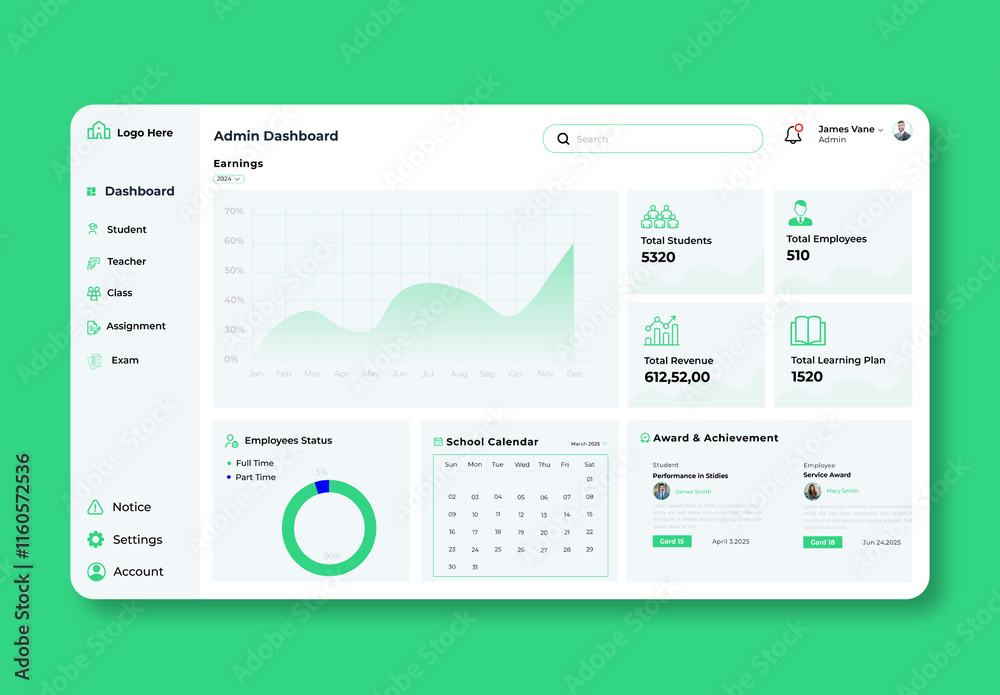 School Management Dashboard Stock Template | Adobe Stock