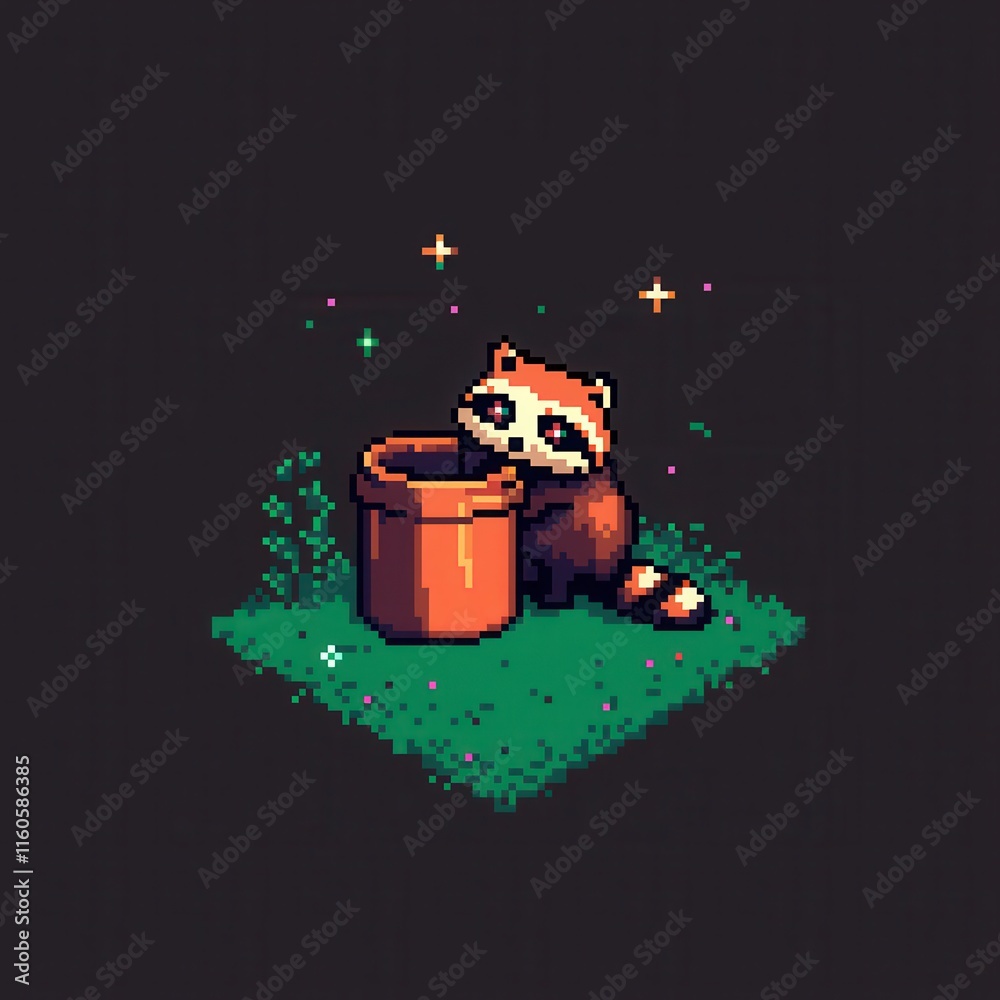 Photo & Art Print A playful 8-bit pixel art of a glowing pixelated ...