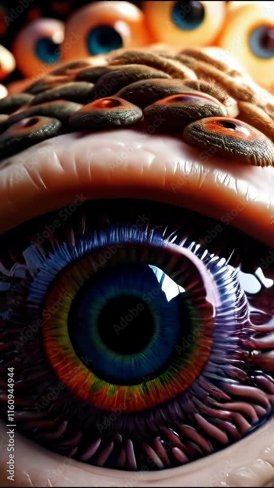 Surreal horror creepy animation, thousand eyes coming out of a human ...