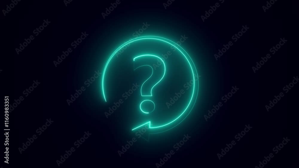 Neon Question mark icon animation , Asking symbol . Bright question ...