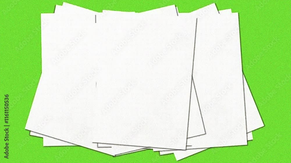 green screen background template full of white a4 papers thrown ...