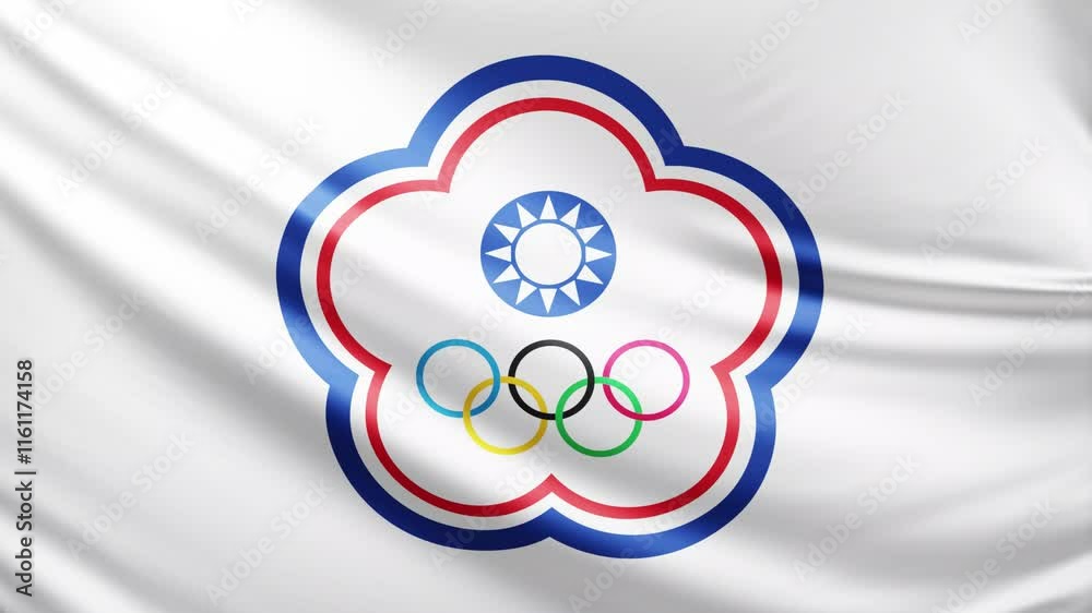 Chinese Taipei flag video, close-up shot of symbol of chinese taipei ...