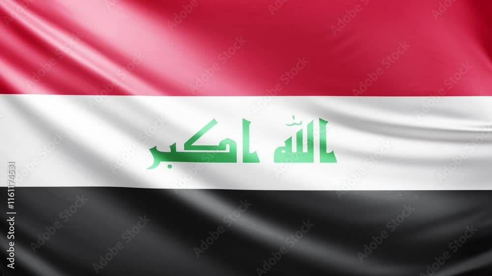 Iraq flag video, close-up shot of symbol of Iraqi nation, asia ...