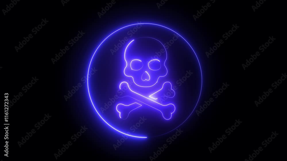 Skull Crossbones neon sign appear in center and disappear after some ...