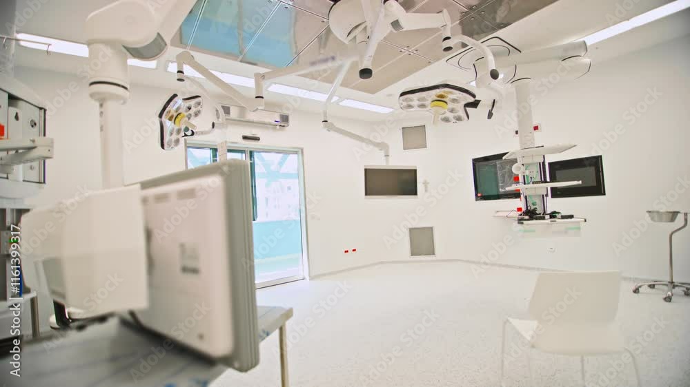 Modern and sterile operating room equipped with advanced surgical ...