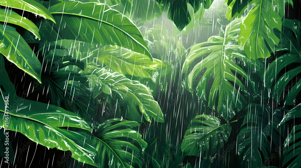 Poster Emerald jungle: lush rainforests, vibrant foliage, threatened ...