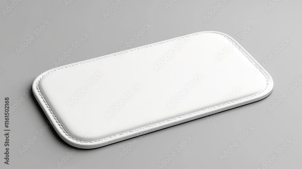 Side view and 3D rendering of a blank white rectangle embroidered patch ...