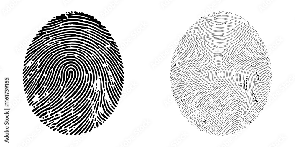 Fingerprint: A Unique Identity: Abstract fingerprint icon, with a ...