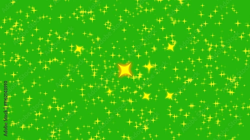 Star twinkling, Sparkle Star animation, blinking light effect on transparent green background ...