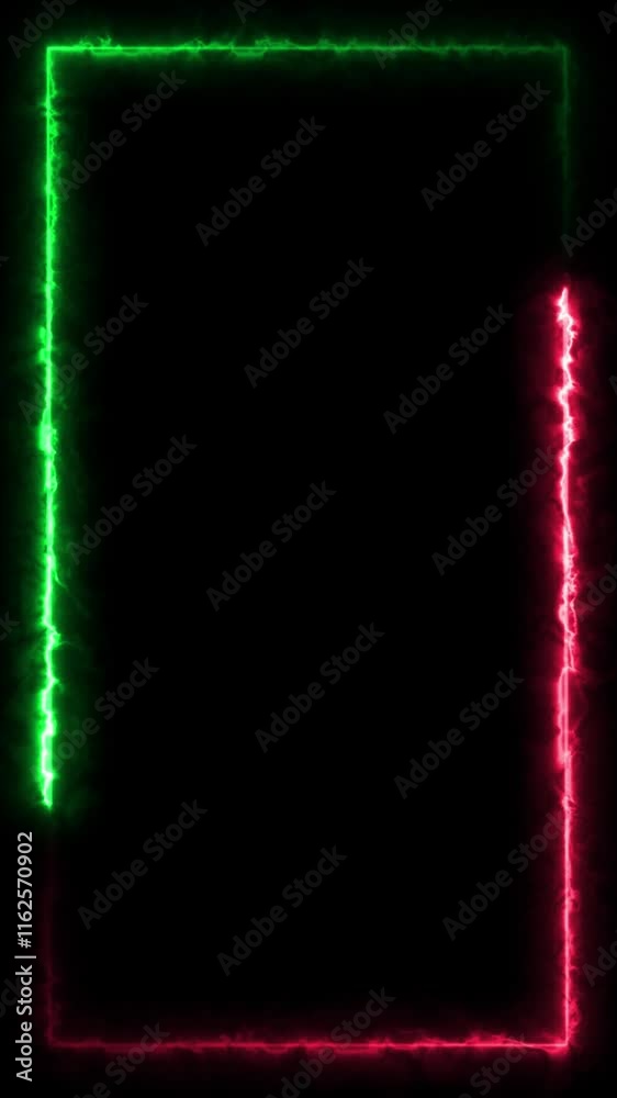 neon border frame, green pink glowing border, rectangle, square, frame ...