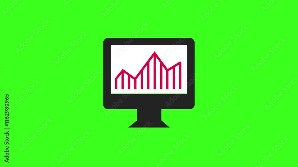 Graph Chart Icon Animation on Laptop Screen, Gradual Chart and Text ...