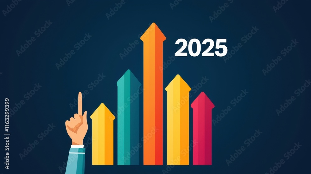 Photo & Art Print Upward Growth Chart Labeled 2025 Modern Infographic ...