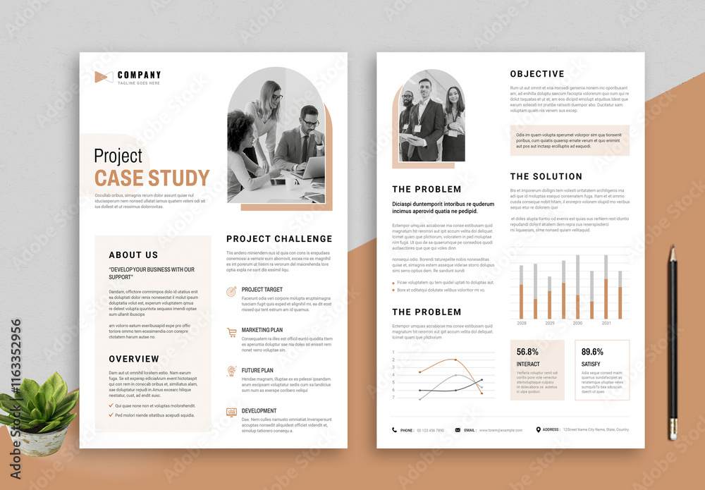 Project Case Study Flyer Template Layout Stock Template | Adobe Stock