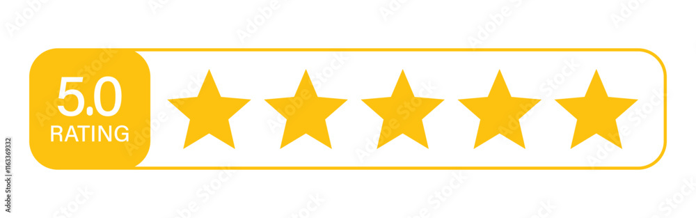 5 star icon. symbol of customers rating for product or service. yellow ...