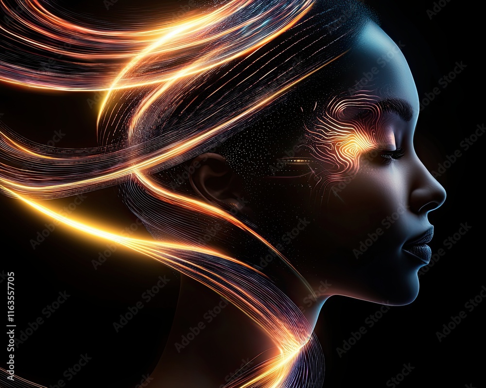 Digital Portraits and AI-Enhanced Human Expressions, a light painting ...