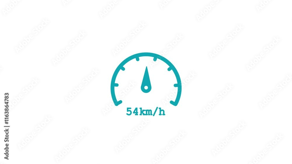 simple speed miter icon animation. Digital symbols at the speed meter ...