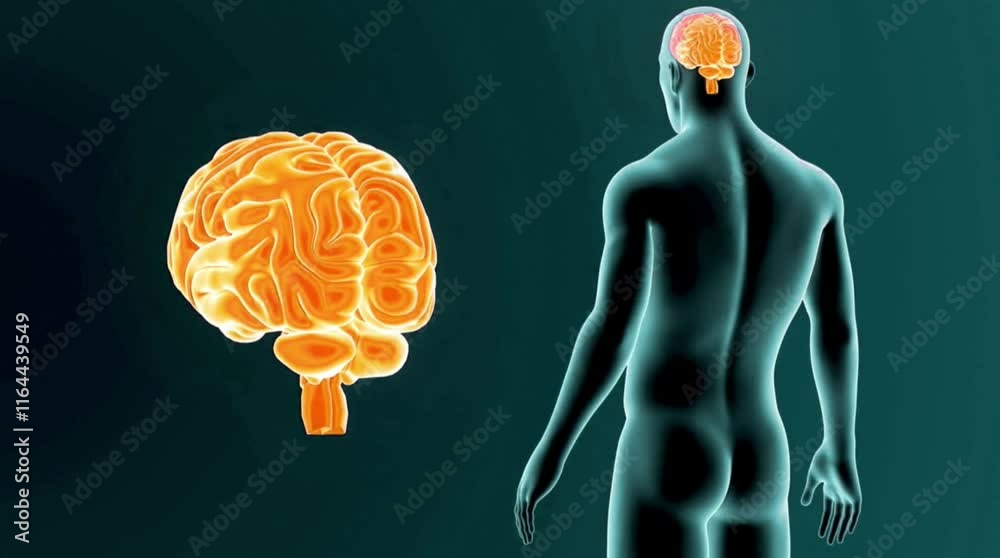 Central Organ of Human Nervous System Brain Anatomy Animation Concept ...