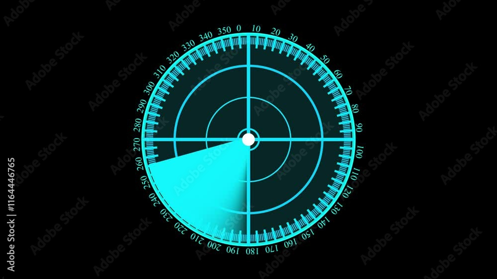 Signal transmitted Sonar radar. Glow green background with navigation ...